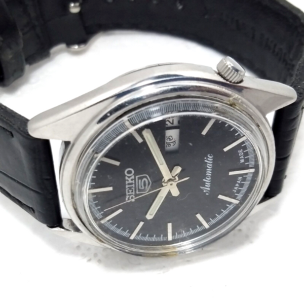 Men's Watch Vintage seiko Automatic black Dial Cell Analog Wrist Watch ...