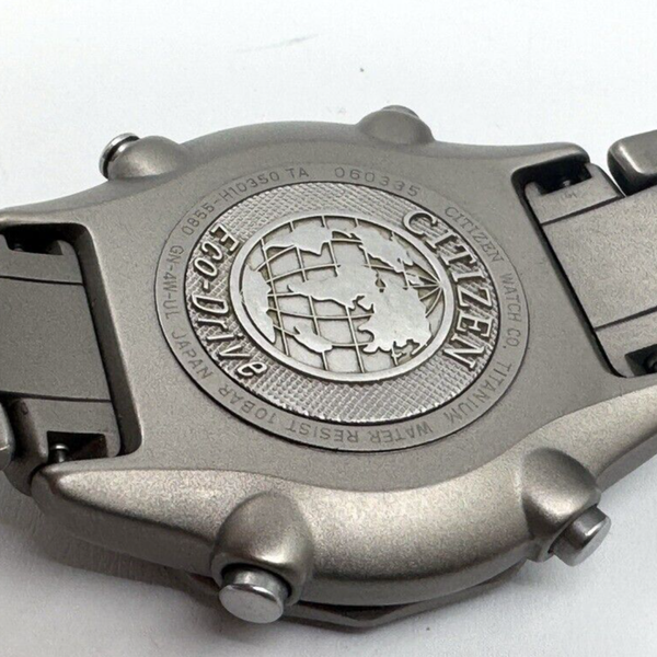 Citizen Eco-Drive Titanium Alarm Chronograph 0855-H10350 ROTATE BEZEL ...
