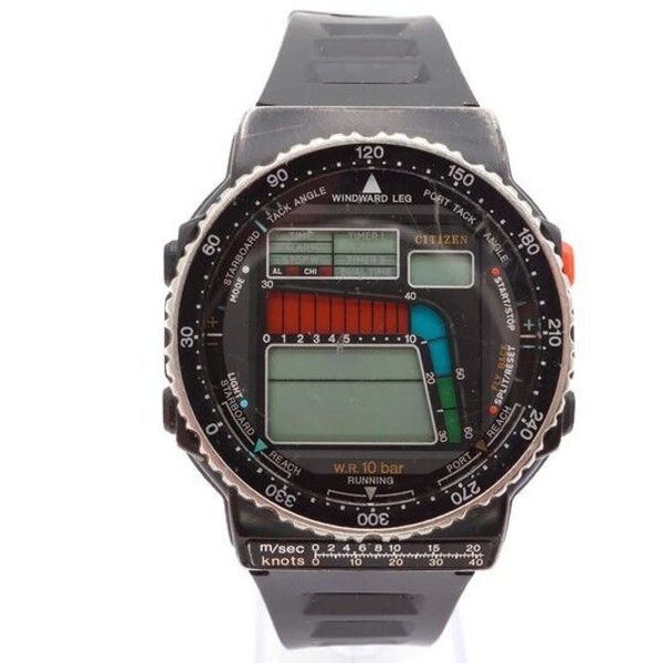 Vintage Citizen Windsurfer Watch Mens Black Digital D120-312597 Japan ...