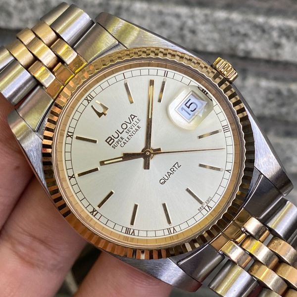 Rare Bulova President Super Seville Calender Dual Tone Quartz Day Date ...