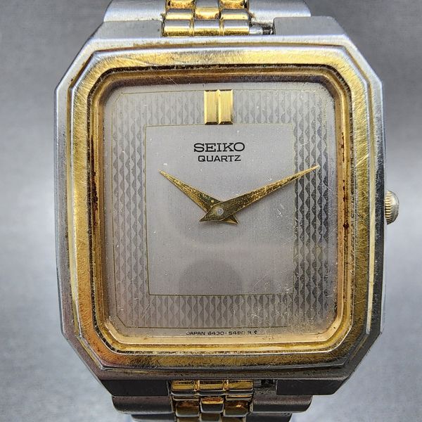 Seiko Tank Watch Men 30mm Silver Dial Two Tone Octagon 6430-5269 New ...