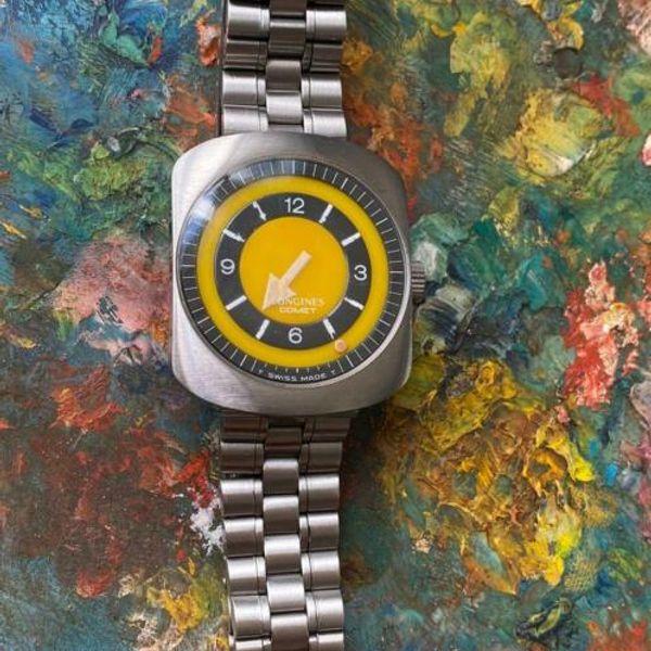 LONGINES COMET EXOTIC YELLOW MISTERY DIAL VINTAGE WATCH 100% GENUINE ...