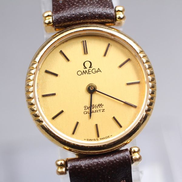 [N MINT++] Vintage OMEGA De Ville Cal. 1350 Gold Round Women's Qz Watch ...
