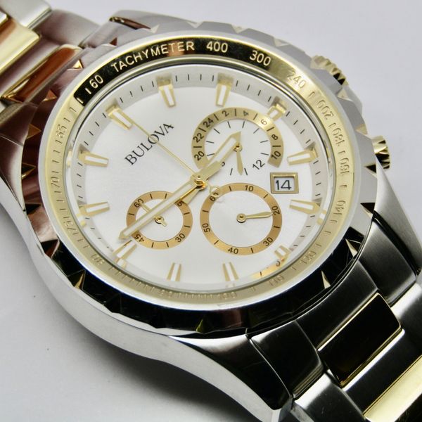 Bulova quartz two tone chronograph 98B014 watch | WatchCharts Marketplace
