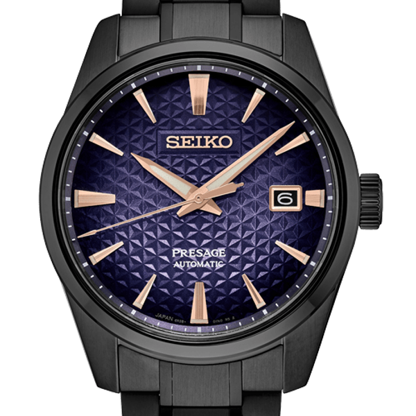 New Seiko Presage Sharp Edge Blue Dial Black PVD Steel Men's Watch ...