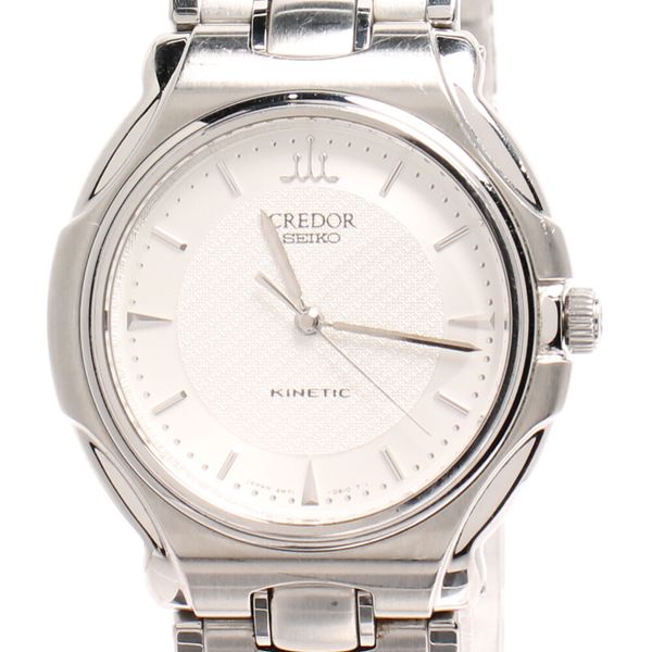 [used] SEIKO watch kinetic auto quartz CREDOR quartz white 4M71-0A10 ...
