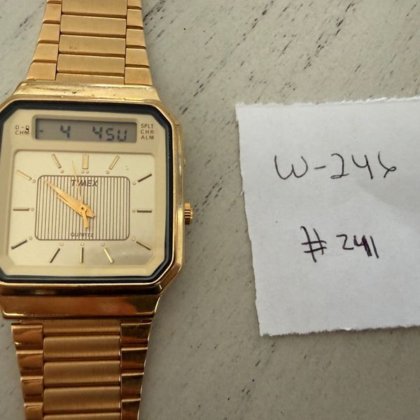 Vintage Timex Analog and Digital Gold Tone Watch | WatchCharts Marketplace