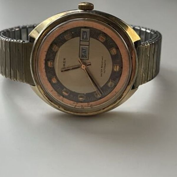 Timex Viscount 1973 Gold Tone Automatic Mens Vintage Watch 1970s - Not ...