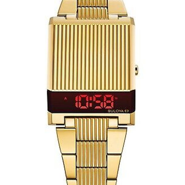 Bulova Computron Digital LED Gold Tone Stainless Steel Men's Watch ...