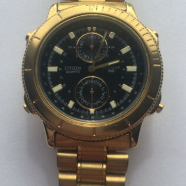 Citizen Quartz 6820-G80175-G80211-Y Watch Water Resist 100m GN-4-S Gold ...