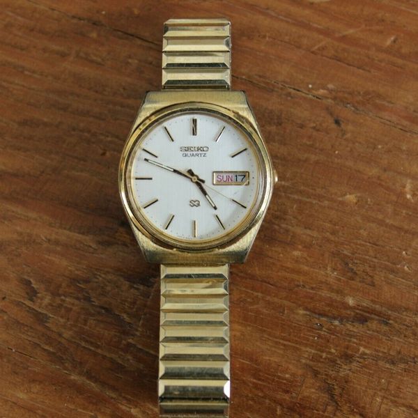 Vintage Men's Seiko 8223-8029 Quartz Wristwatch SQ Gold Tone Watch ...