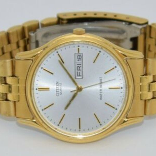 CITIZEN Gold-Tone Quartz Dress Watch 6100-S38222 Day & Date W/R w/NEW ...