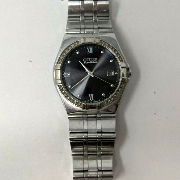 VTG Citizen Eco Drive Diamond Bezel Stainless Steel Mens Watch E110 ...