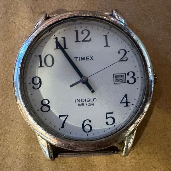 Men's Timex Indiglo Watch Face * WR 30M * CR 2016 Cell * Stainless ...