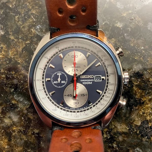 Seiko chronograph Panda 7T92 ORTO -- With Bandr Vintage Racing Strap ...