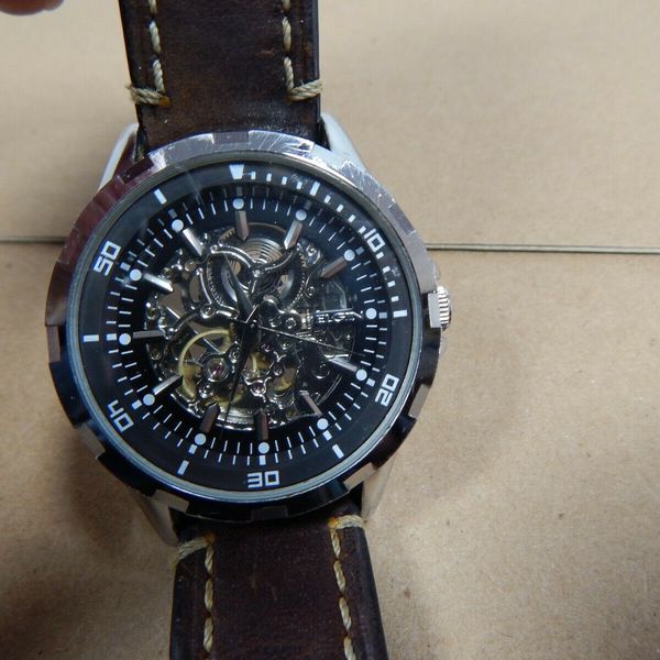 MEN'S Elgin Automatic Skeleton Face Exhibition Back WATCH FG8030 Self ...