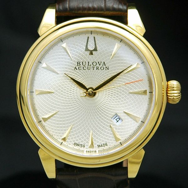 BULOVA ACCUTRON GEMINI 64B118 Automatic 26 Jewel MENS GOLD SWISS WATCH ...