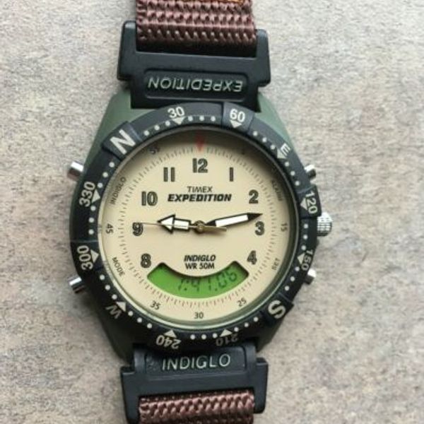 TIMEX EXPEDITION INDIGLO T84601 ANA-DIGI WATCH New W/O Tags Bin L ...