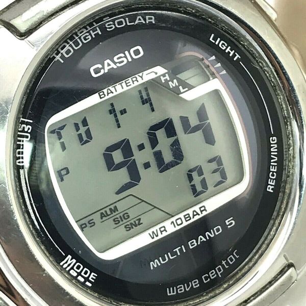 Casio Wave Ceptor 3090 Tough Solar WVM120 Multi Band 5 S. Steel Men's ...