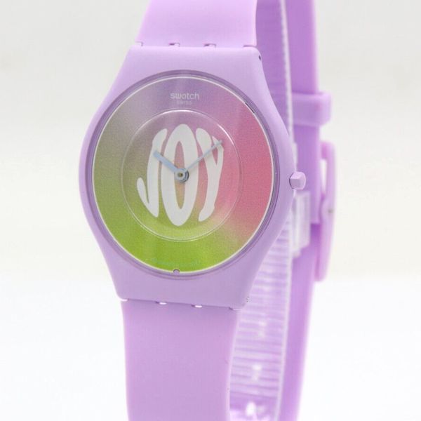New Swiss Swatch Skin TIME FOR JOY Silicone Purple Women Watch 34mm ...