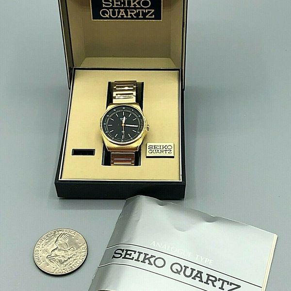 Vintage Mens Gold Tone Seiko 7559-6009 WR Quartz Watch w/ Day Date & Box EXCEL | WatchCharts ...