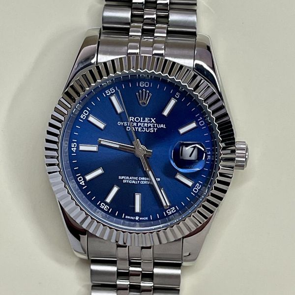 â Authenticâ ¢Rolexâ ¢DateJust 41mm Blue Stick Motif Steel Jubilee White Gold | WatchCharts ...