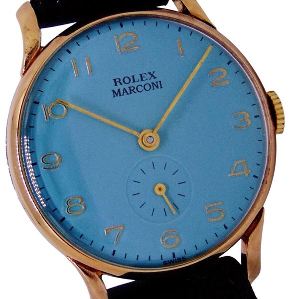 Vintage ROLEX Marconi 18k gold plated tiffany blue dial mens watch just ...