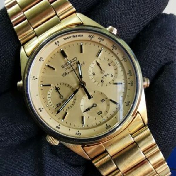 Seiko Quartz Chronograph 7a28 7029 Gold Bond with Box No 7a38 007 James ...