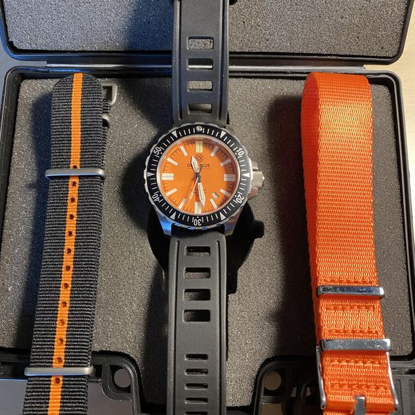 Deep Blue Precision Diver Daynight Mil T-100 Orange Dial | WatchCharts ...