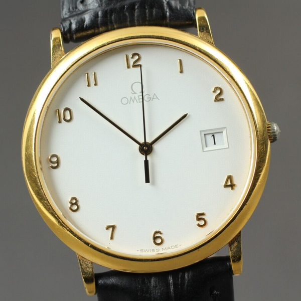 â ¶[EXC+5] Vintage OMEGA De Ville Cal. 1430 White Arabic Dial Men Qz ...