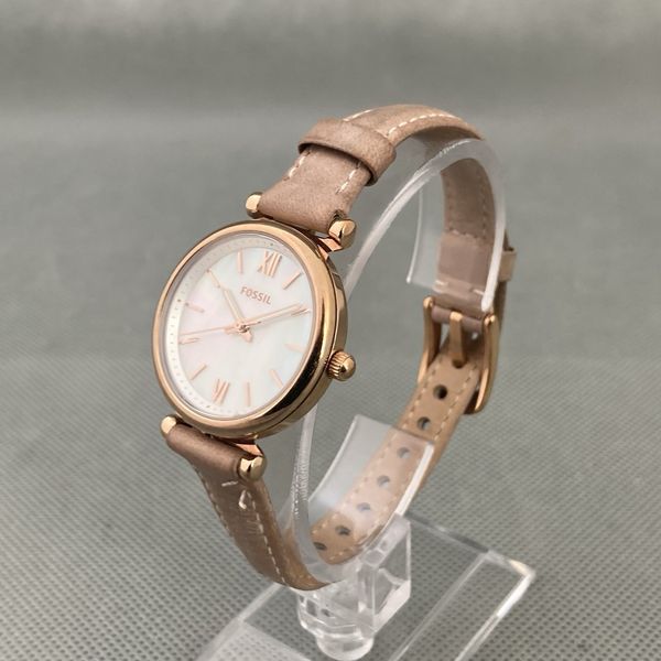 Fossil Womens Watch ES4699 Carlie Mini White MOP Dial Pink Leather Rose ...