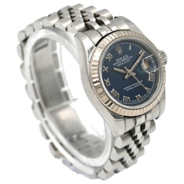 LADIES ROLEX DATEJUST 179174 WRISTWATCH BLUE ROMAN DIAL 18K GOLD SS ...