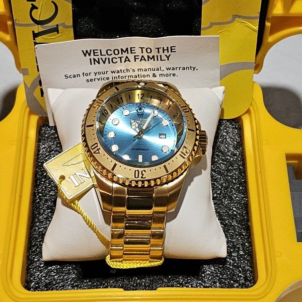 Invicta - HYDROMAX - 1000m - Gold - Turquoise Blue Dial - Pro Diver ...