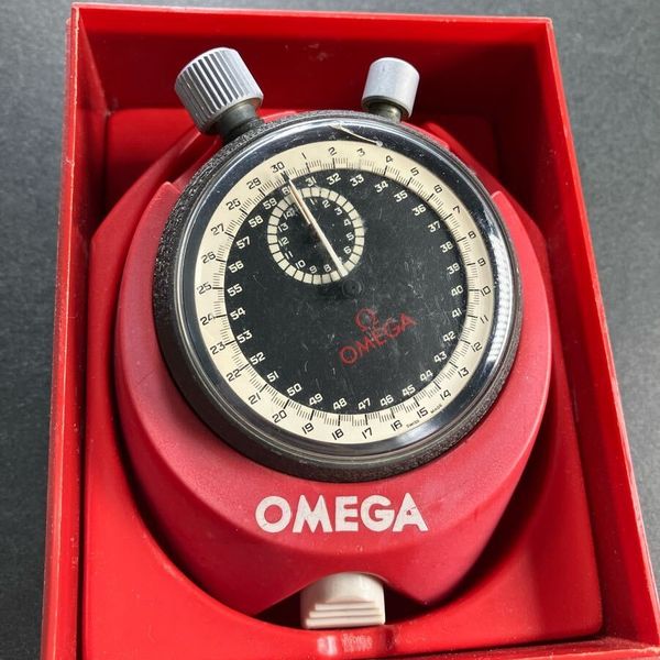 OMEGA Rare Mechanical Stopwatch Rally Timer with Red Case Boxed Manual ...