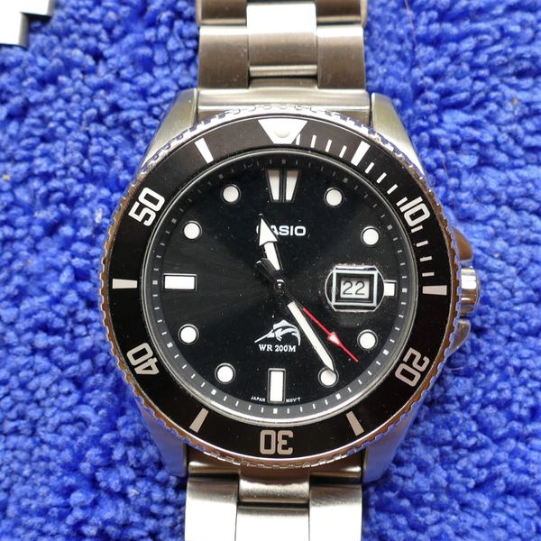 Casio MDV106-1AV 200M Duro Marlin with cyclops and stainless tapered ...