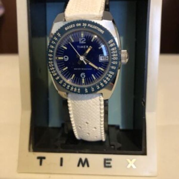 vintage 1970s Timex White Band nurses wrist watch | WatchCharts Marketplace
