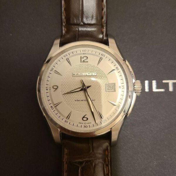 Hamilton Jazzmaster Viewmatic 37mm White Dial Brown Leather Strap ...