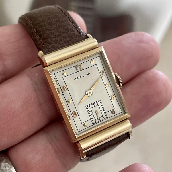 [WTS] Stunning 14K Solid Gold 1948 Hamilton Barton Mens Tank Watch ...