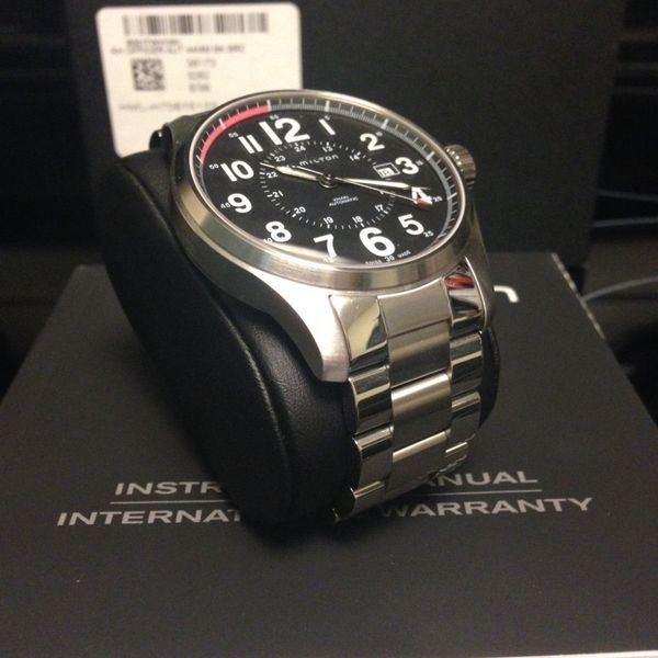 HAMILTON AUTOMATIC KHAKI FIELD OFFICERS WATCH 44MM H70615133 ...
