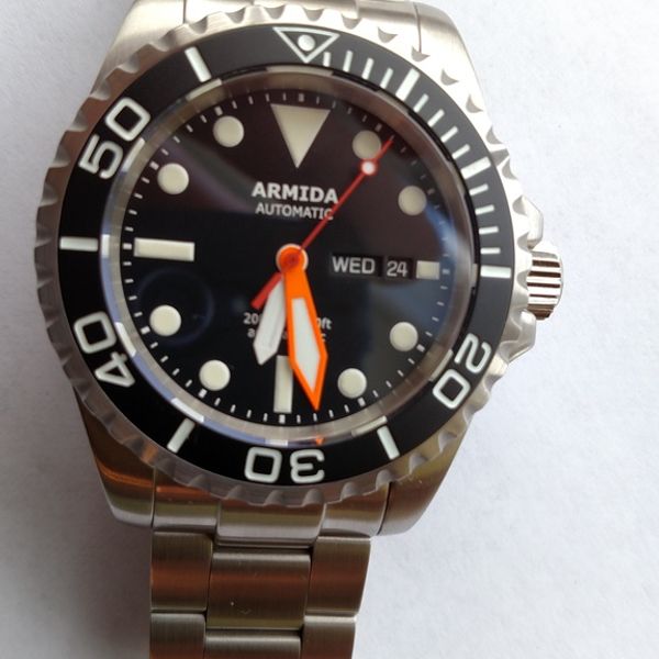 Armida A4 SS on SS Orange minute hand ETA,daydate and 2 Invicta Reserve ...