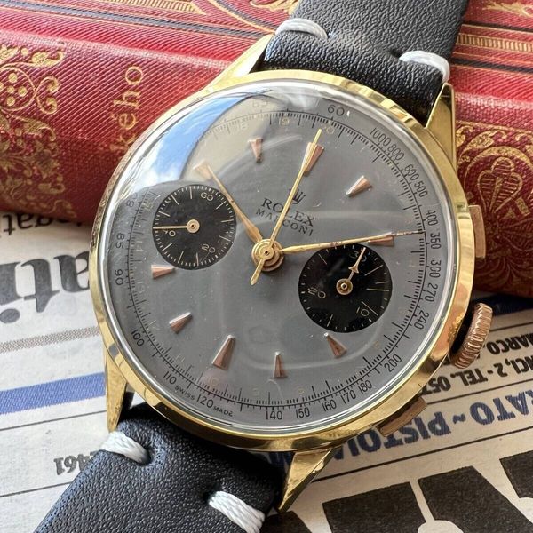 Rolex Marconi Chronograph Gray Dial Men's Wristwatch Vintage 1940s 37mm ...