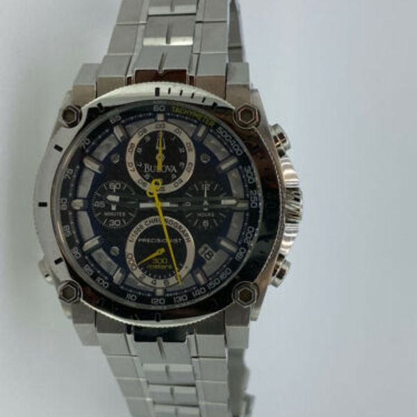 Bulova Men's 96B175 Precisionist 47mm Stainless Steel Chronograph Wrist ...