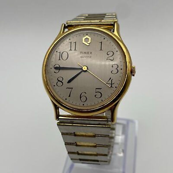 Timex Gold Tone Stainless Steel Quartz Watch Working New Battery ...