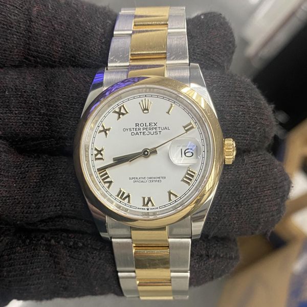 Rolex 126203 DateJust 36 Two-Tone White Roman Dial Smooth Oyster ...