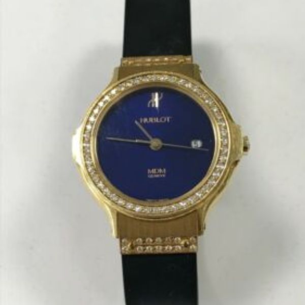 Rare Blue Hublot MDM Geneve 18K Solid Gold Diamond Bezel Wrist Watch ...