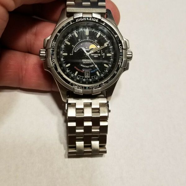 Seiko Tidemaster Tide Master moon phase 6F24-701A stainless Steel ...