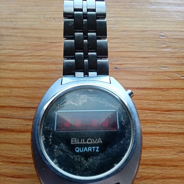 Menâ s Bulova N6 Digital Quartz Stainless Steel Wristwatch for Parts Or ...