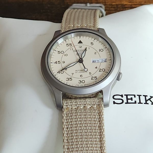 Seiko 5 SNK803 Automatic Mechanical Field Watch Beige | WatchCharts ...