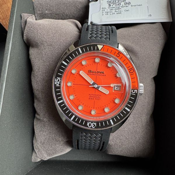 Bulova Oceanographer 96B350 Devil Diver 666 Orange Men's Automatic ...
