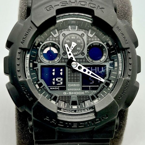 Casio G-SHOCK GA100-1A1 Men's XL 3-Eye Matte Black White Analog-Digital Watch | WatchCharts ...